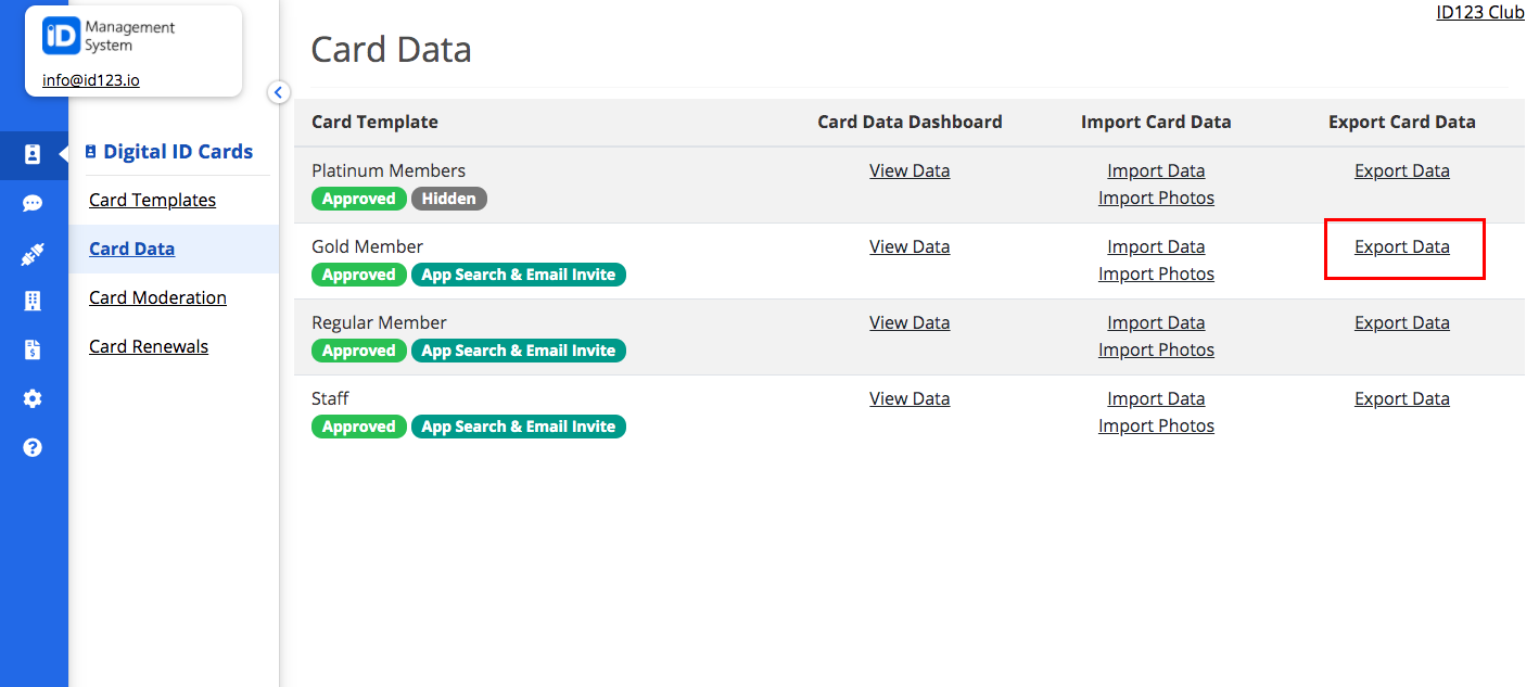 ID123 Knowledgebase | Exporting Card Data via CSV