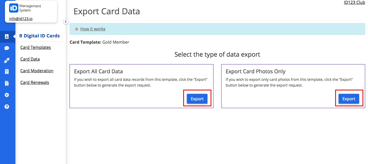ID123 Knowledgebase | Exporting Card Data via CSV
