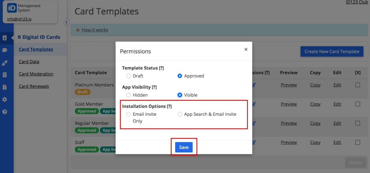 ID123 Knowledgebase | Changing Card Template Permissions