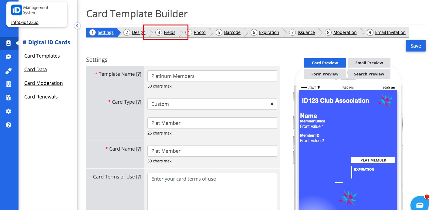 Adding Card Fields to ID Cards - ID123 Knowledgebase