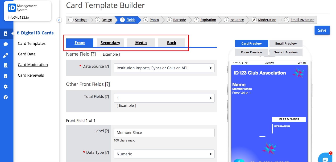 Adding Card Fields to ID Cards - ID123 Knowledgebase