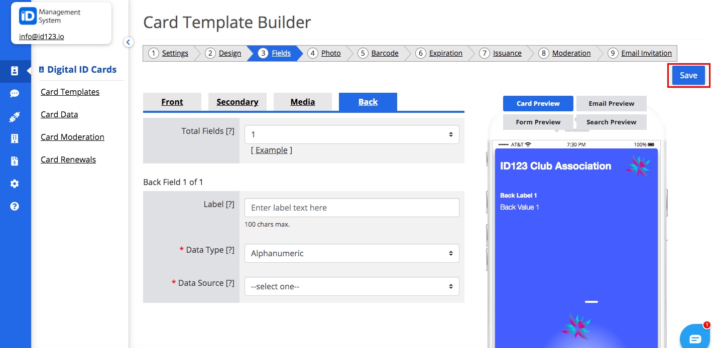 Adding Card Fields to ID Cards - ID123 Knowledgebase
