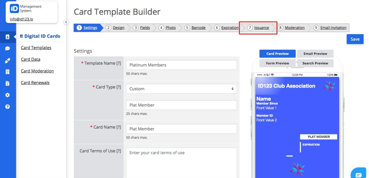 Updating Card Issuance Type to "Institution-Issued"