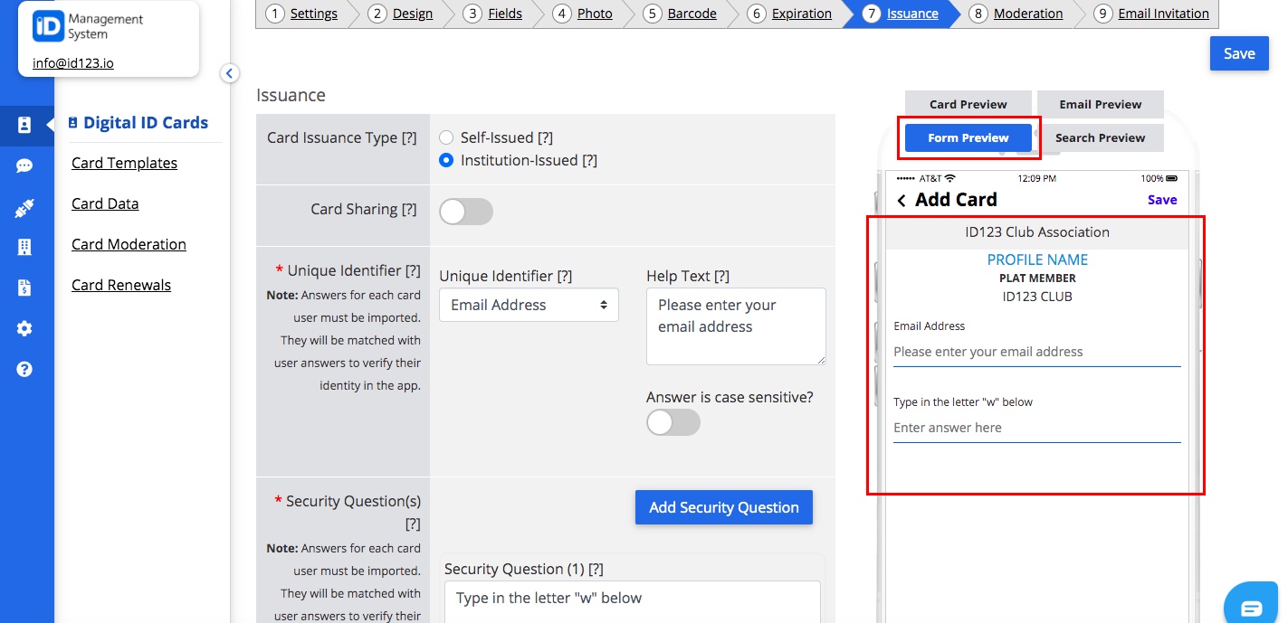 Updating Card Issuance Type to "Institution-Issued"