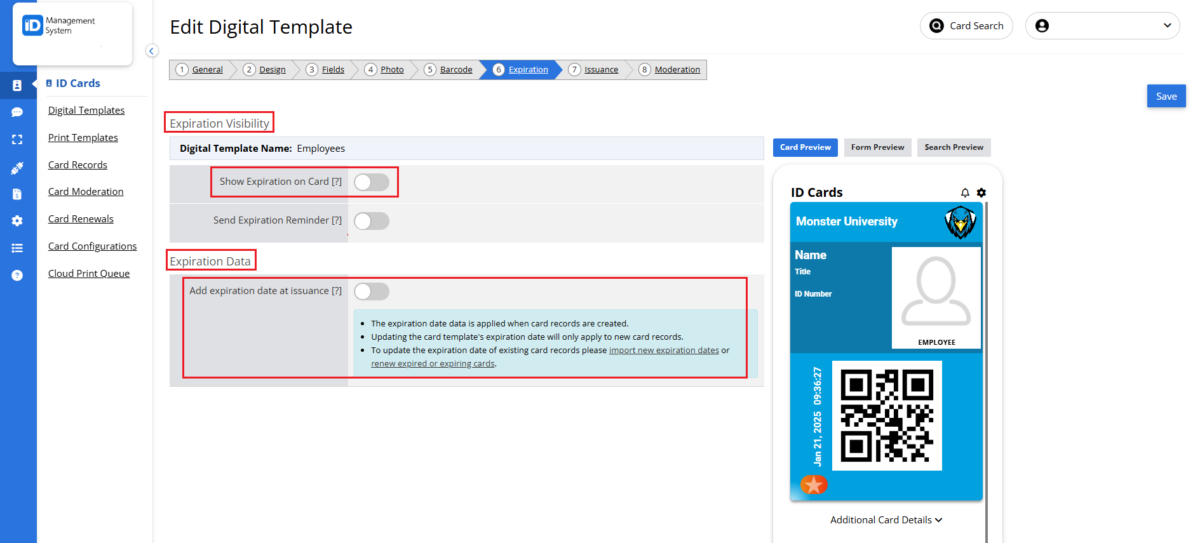 Adding Expiration Dates to ID Cards - ID123 Knowledgebase