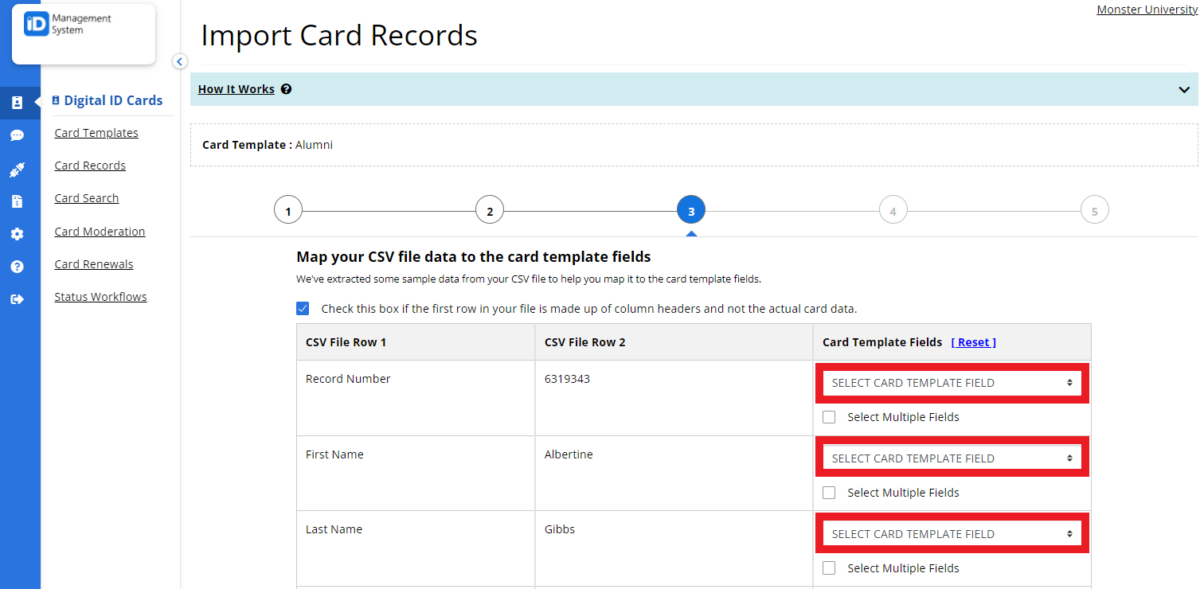 Importing New Card Records in Bulk via CSV - ID123