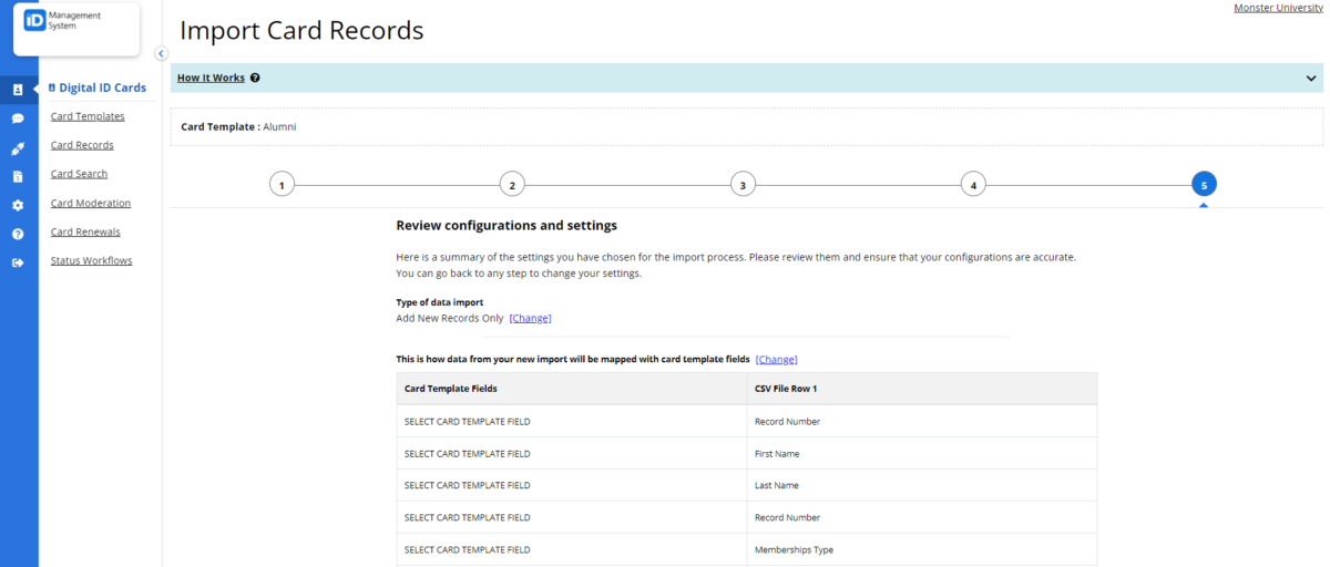 Importing New Card Records in Bulk via CSV - ID123