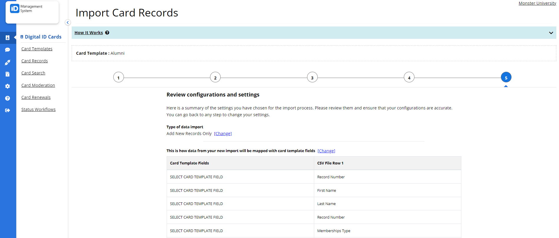 Importing New Card Records in Bulk via CSV - ID123