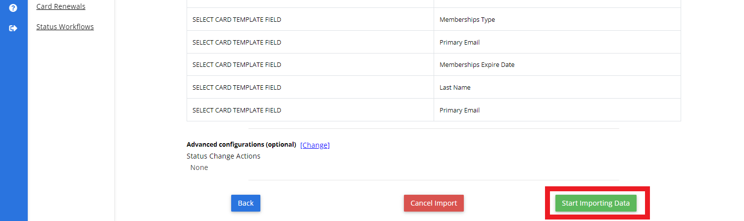 Importing New Card Records in Bulk via CSV - ID123