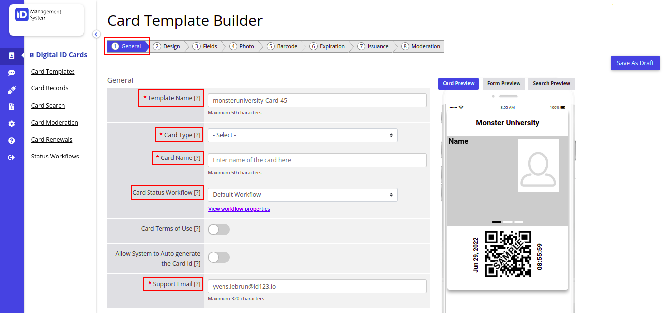 Creating a New Card Template - ID123 Knowledgebase