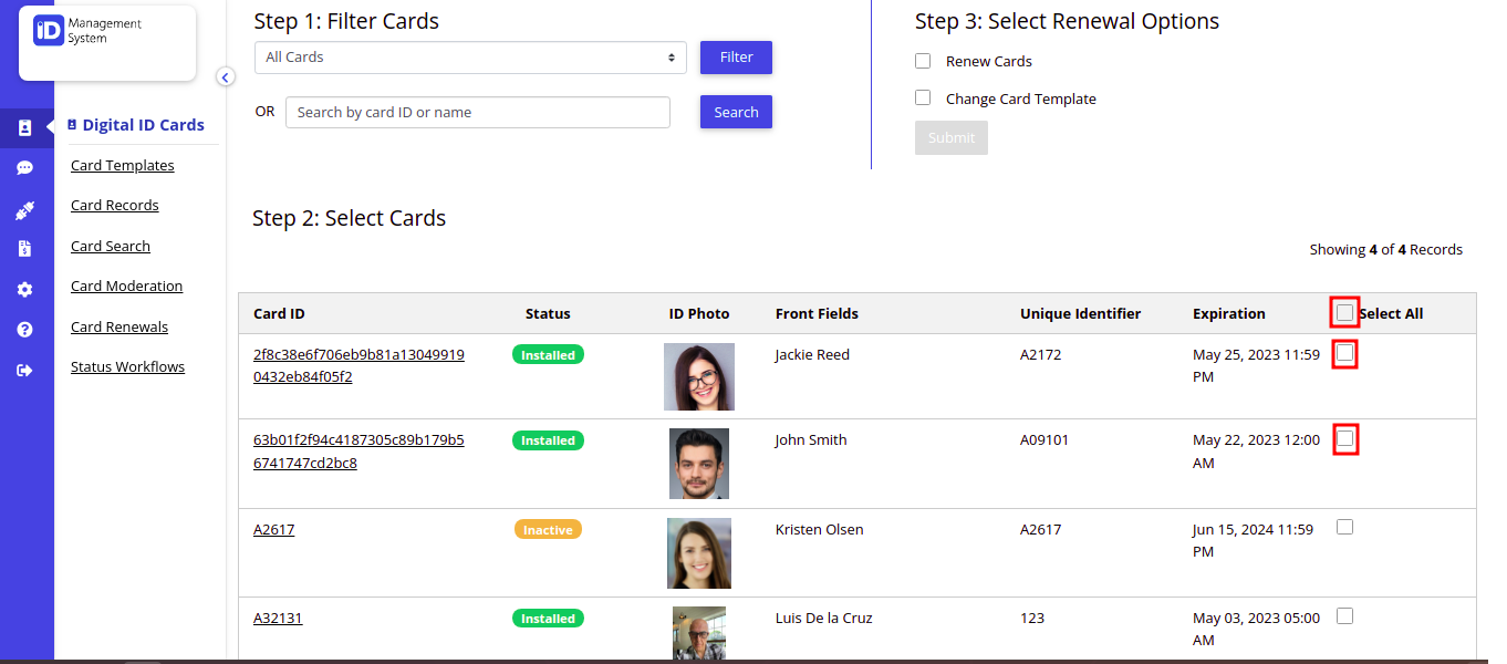 ID123 Knowledgebase | Move Card Record to a Different Template