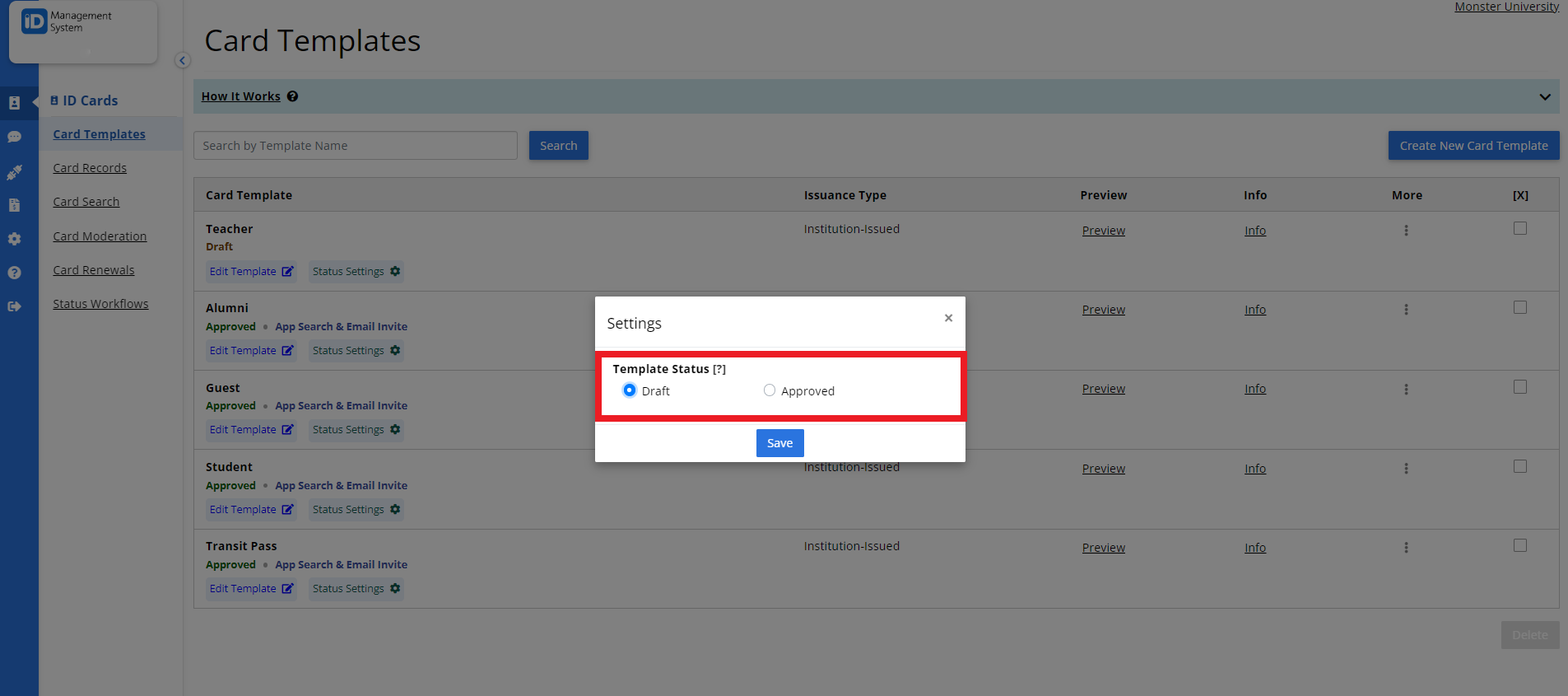 Changing Card Template Permissions - ID123 Knowledgebase