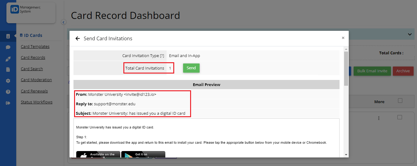 Sending Cards in Bulk via Email - ID123 Knowledgebase