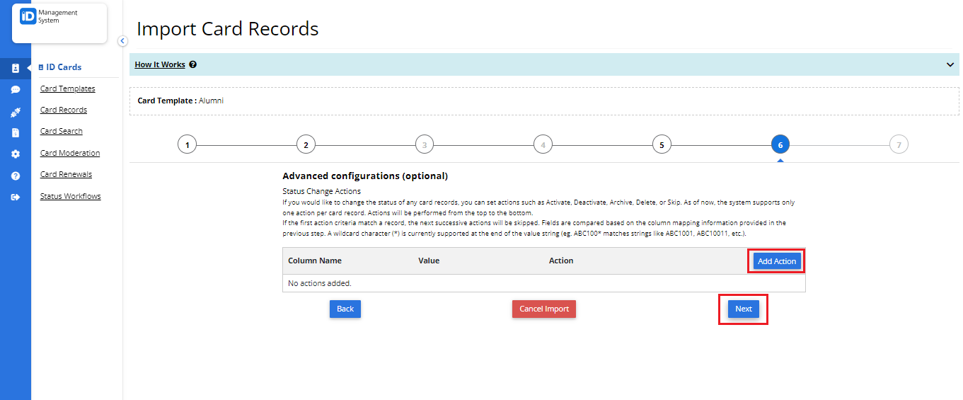 Importing New Card Records in Bulk via CSV - ID123
