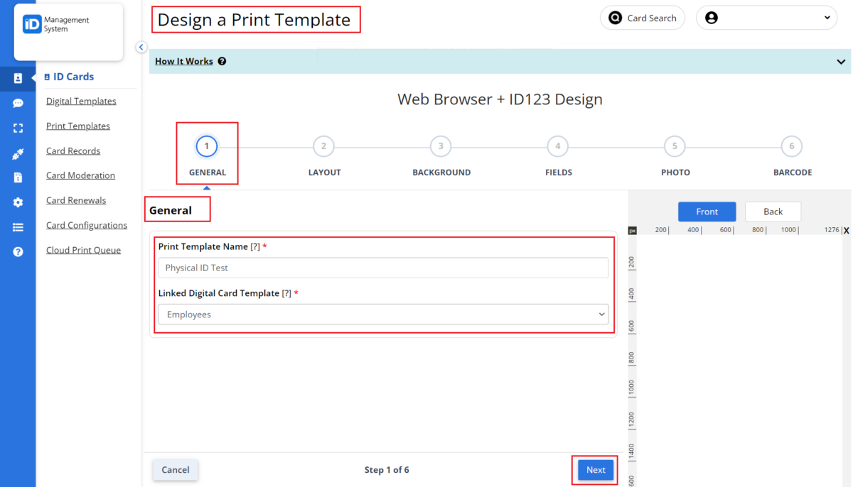 ID123 Knowledgebase | How to Customize Your Physical ID Card Print Template