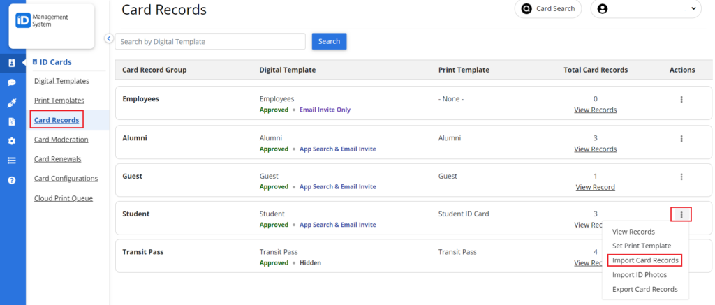 Importing New Card Records in Bulk via CSV - ID123