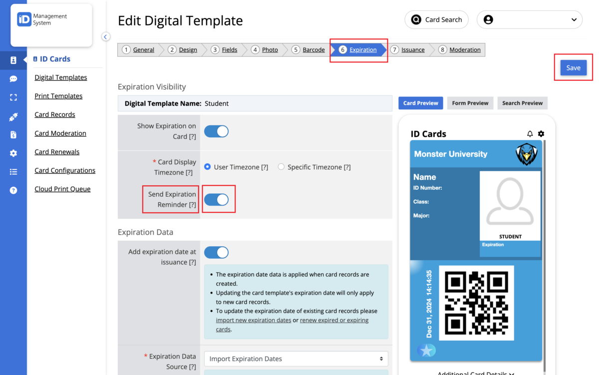 ID123 Knowledgebase | How to Set Up and Customize Card Expiration ...